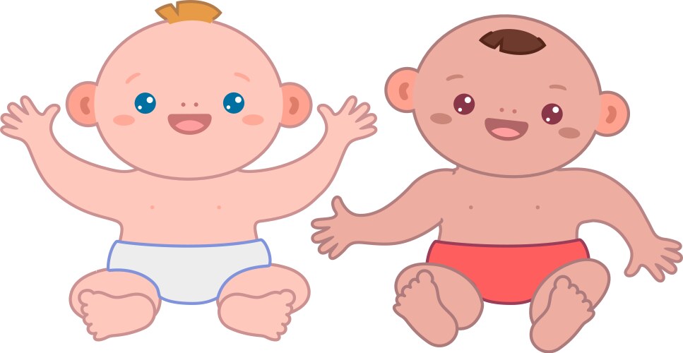 Two babies Royalty Free Vector Image - VectorStock