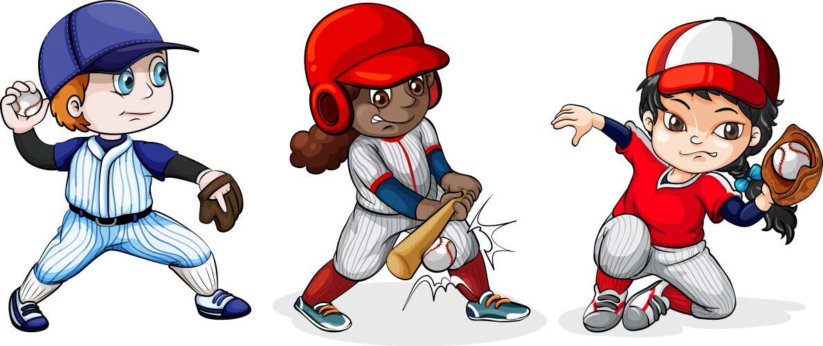 Four baseball players Royalty Free Vector Image