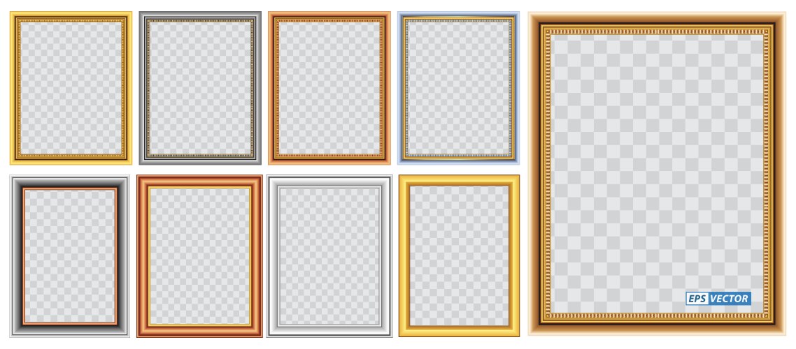 Set realistic gold frame template Royalty Free Vector Image