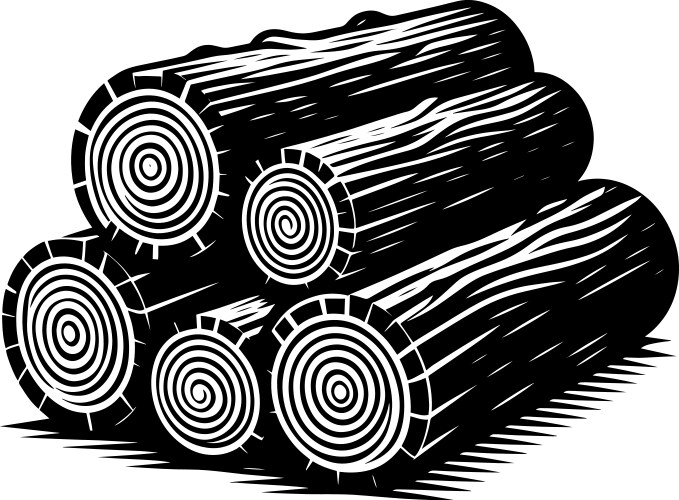 Wood log stack silhouette isolated on white Vector Image