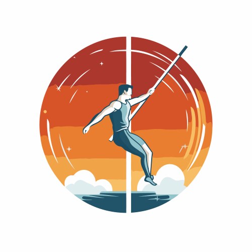 Athletic man jumping on the beach Royalty Free Vector Image