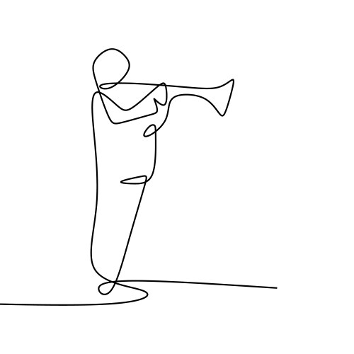 Continuous line drawings playing trumpets Vector Image