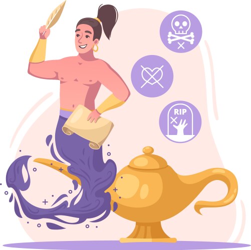 Beautiful girl genie from magic lamp on white Vector Image