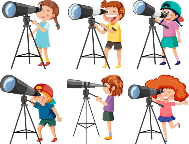 Kids studying astronomy planet Royalty Free Vector Image