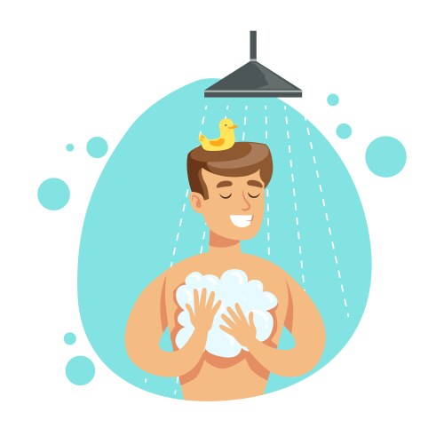 Morning shower man washing body Royalty Free Vector Image