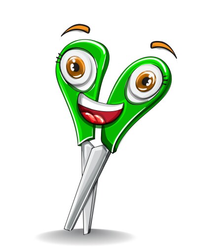 Cartoon groovy school scissors exudes retro vibes Vector Image