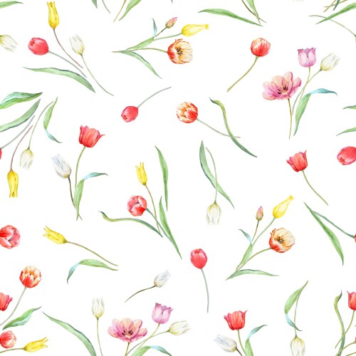 Watercolor seamless pattern pink flowers Vector Image