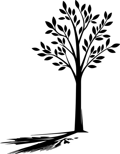 Beautiful tree silhouette white background Vector Image