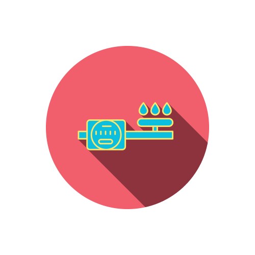 Gas counter icon pipe with fire sign Royalty Free Vector