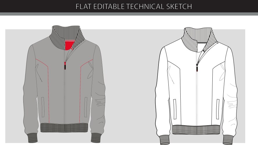 Blank bomber jacket with zipper Royalty Free Vector Image