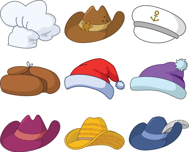 Collection of vintage hats Royalty Free Vector Image