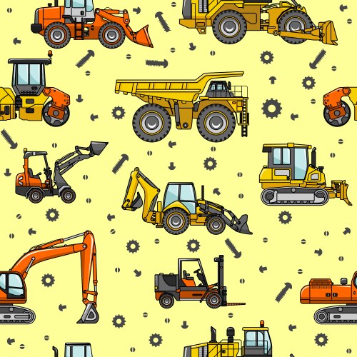 Set of detailed heavy construction and mining Vector Image