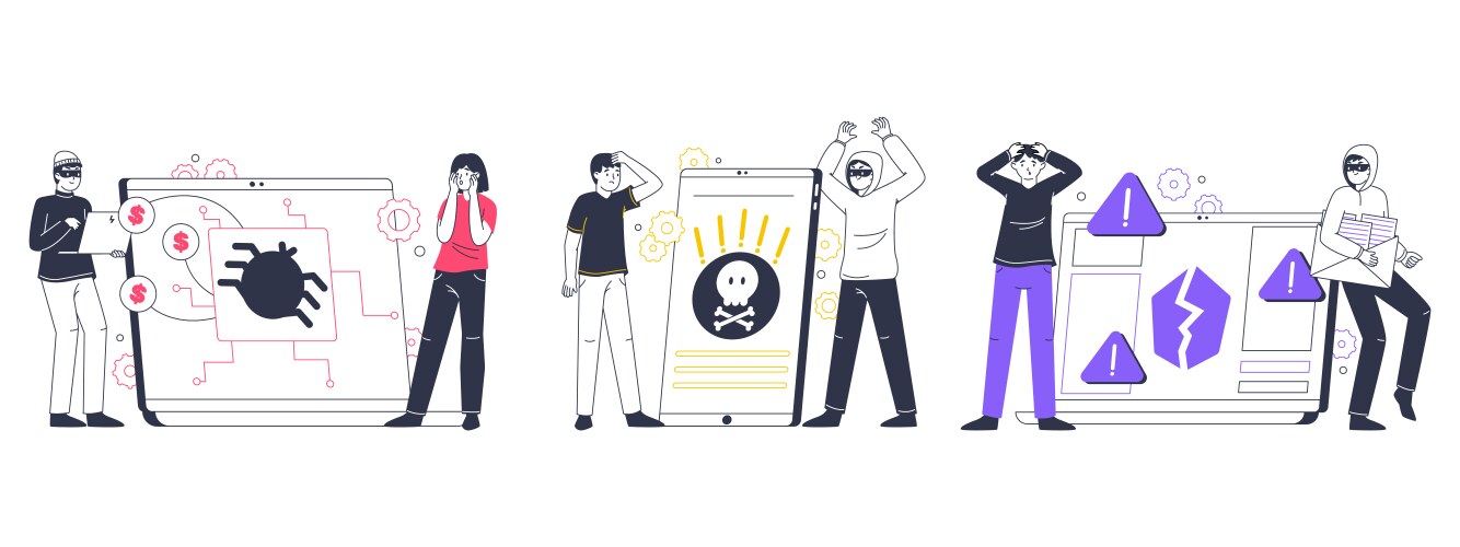 Hacker concept cyber criminals phishing stealing Vector Image