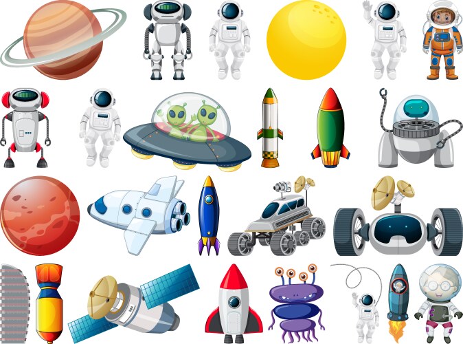 Outer space objects set Royalty Free Vector Image