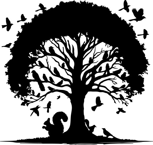 Beautiful tree silhouette white background Vector Image