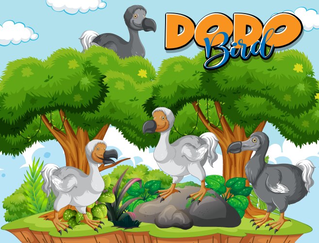 Dodo bird extinction animal cartoon character Vector Image