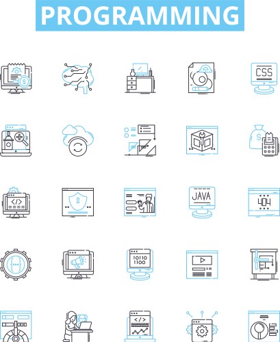 Web development linear icons set html css Vector Image