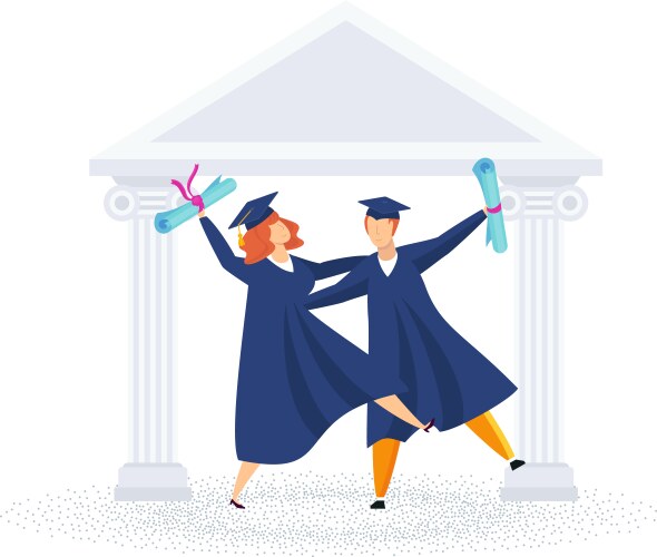 University graduates celebrate graduation Vector Image