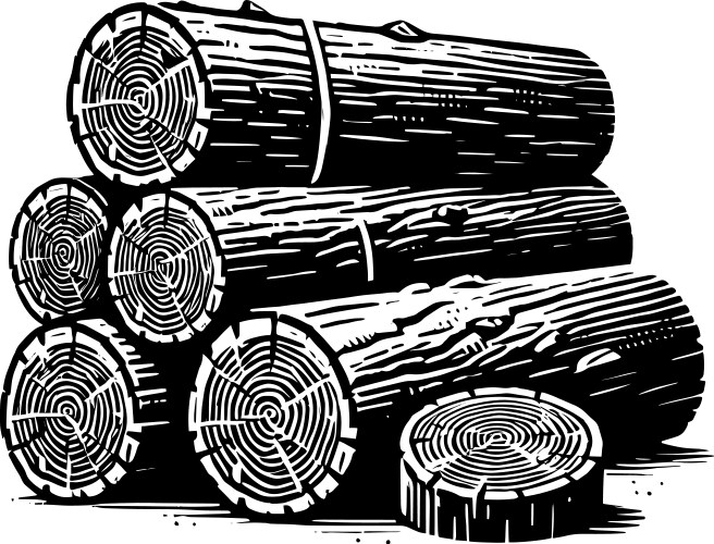 Wood log stack silhouette isolated on white Vector Image