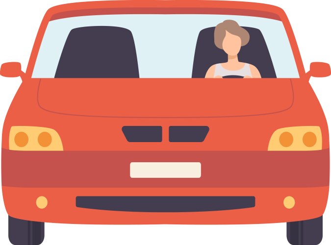 Black car with driver and passenger front view Vector Image