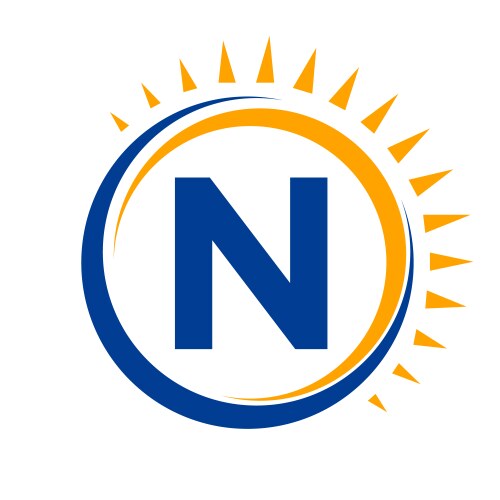 Solar logo on letter b concept with sun icon Vector Image