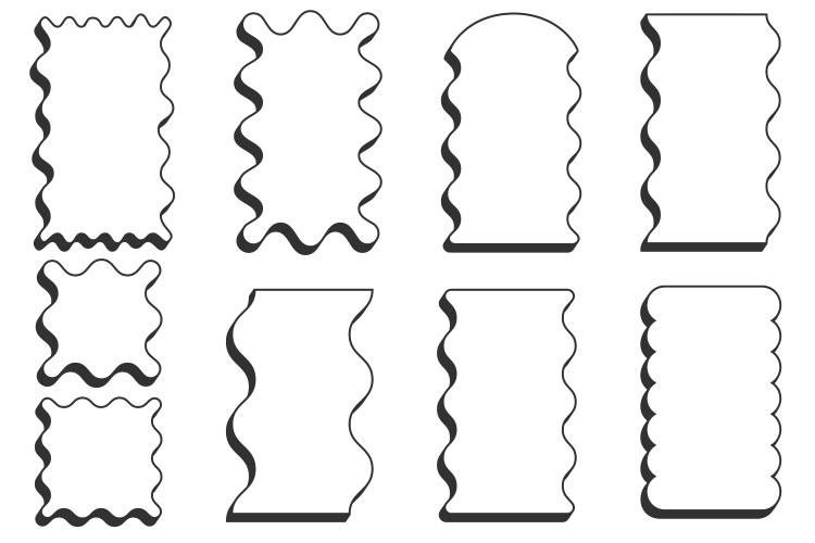 Wavy border frame scalloped rectangle fun shape Vector Image