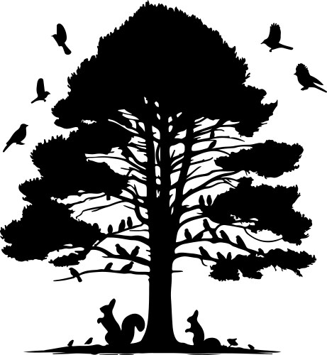 Beautiful tree silhouette white background Vector Image