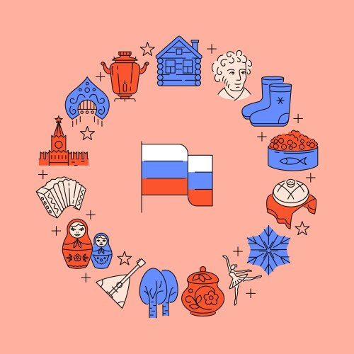 Poster with russian national symbols Royalty Free Vector