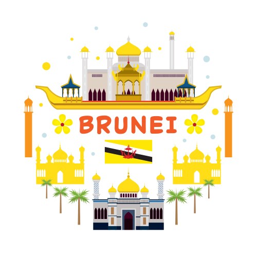 Brunei travel and attraction Royalty Free Vector Image