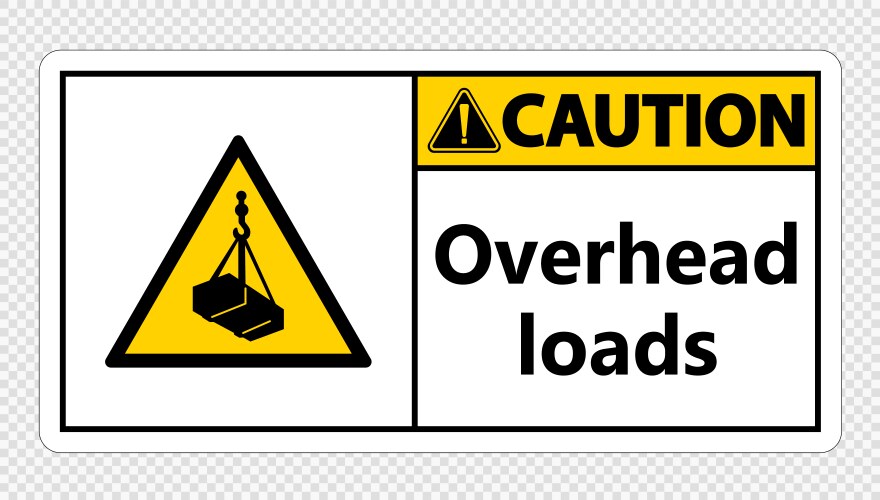 Caution overhead loads sign on transparent Vector Image