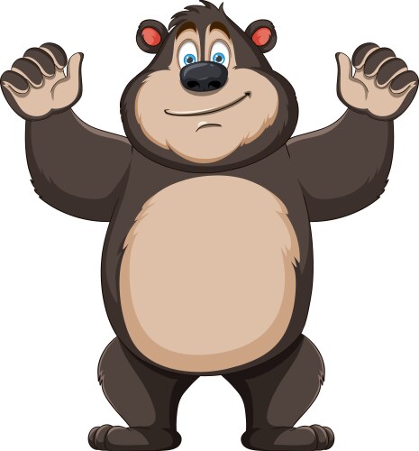 Cheerful bear character waving hello in art Vector Image