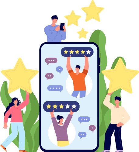 People holding stars giving client feedback Vector Image