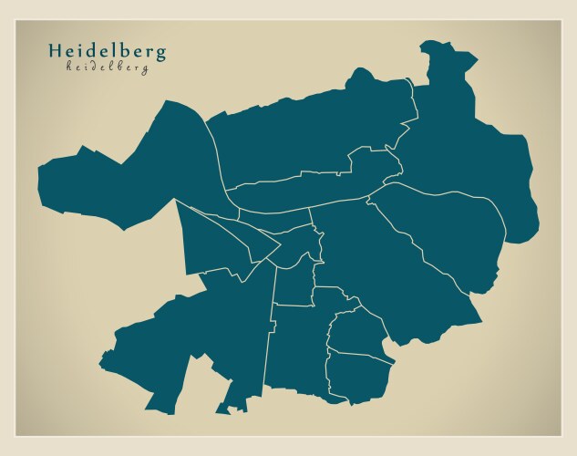 Heidelberg map with boroughs and modern round Vector Image
