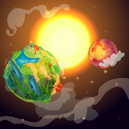 Red mars planet icon cartoon style Royalty Free Vector Image