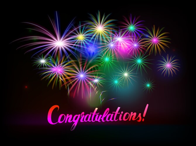 Congratulations word with fireworks Royalty Free Vector