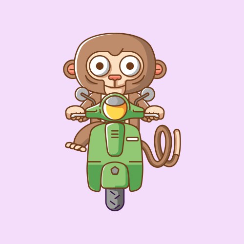 Cute monkey ape riding scooter animal kawaii Vector Image