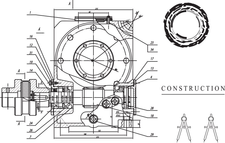 Machine-building drawings on a turquoise Vector Image
