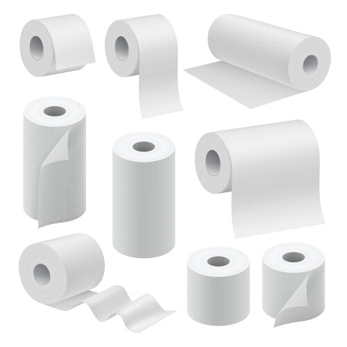 Realistic paper roll mock up set isolated Vector Image