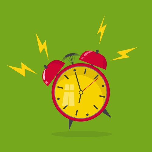 Cartoon alarm clock ringing wake up morning Vector Image