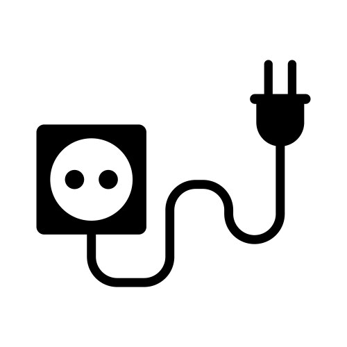Plug and socket silhouette icon Royalty Free Vector Image