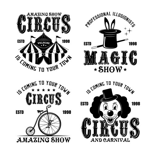 Circus set of brown emblems labels badges Vector Image