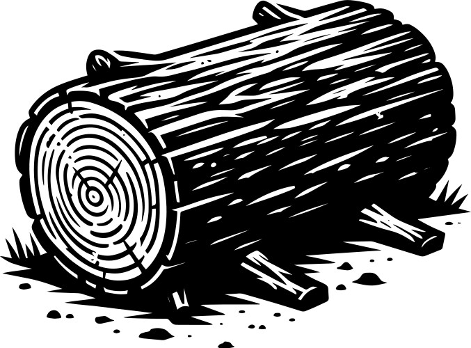 Wood log stack silhouette isolated on white Vector Image