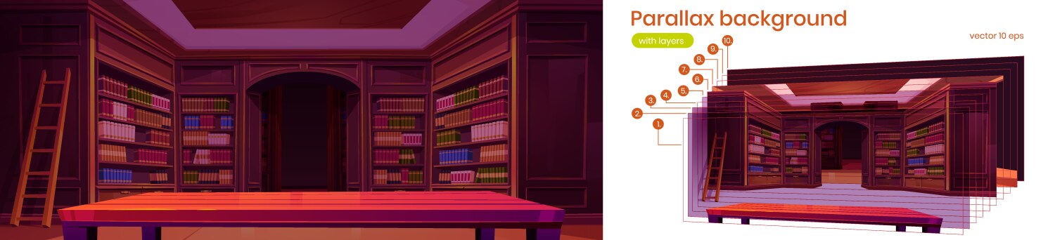 Parallax background with theater stage interior Vector Image