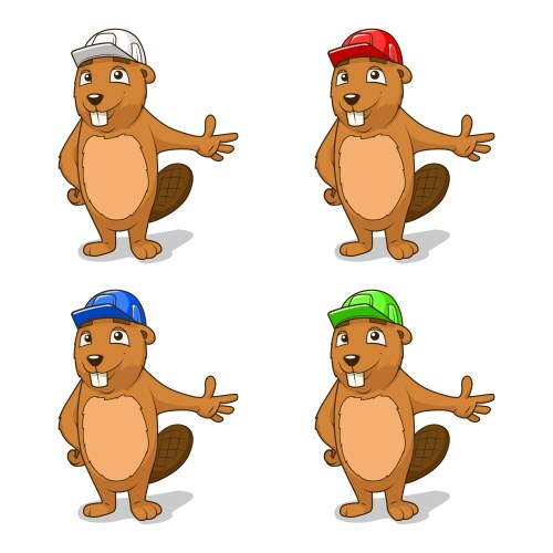 Beaver mascot set Royalty Free Vector Image - VectorStock