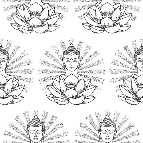 Gold buddha and lotus with beam of light Vector Image