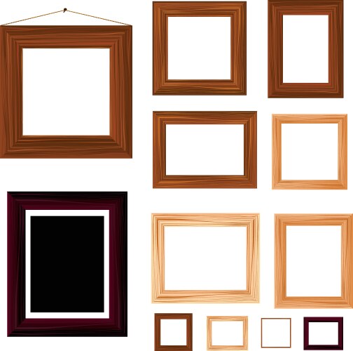 9 wooden picture frames color set Royalty Free Vector Image