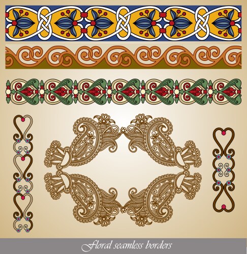 Border indian floral paisley patten seamless Vector Image