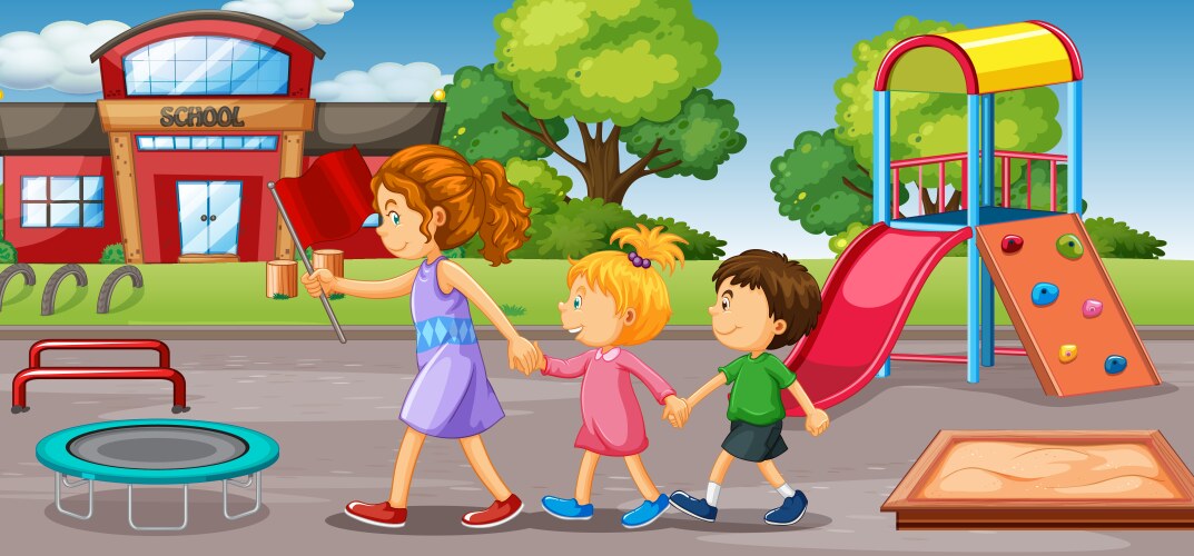 Children playing at school Royalty Free Vector Image