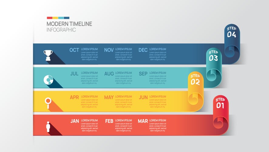 Label step timeline infographic arrow template Vector Image