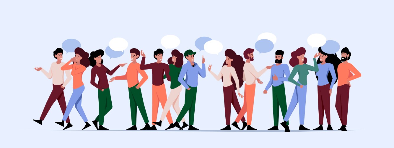 Group people or crowd is talking speaking Vector Image